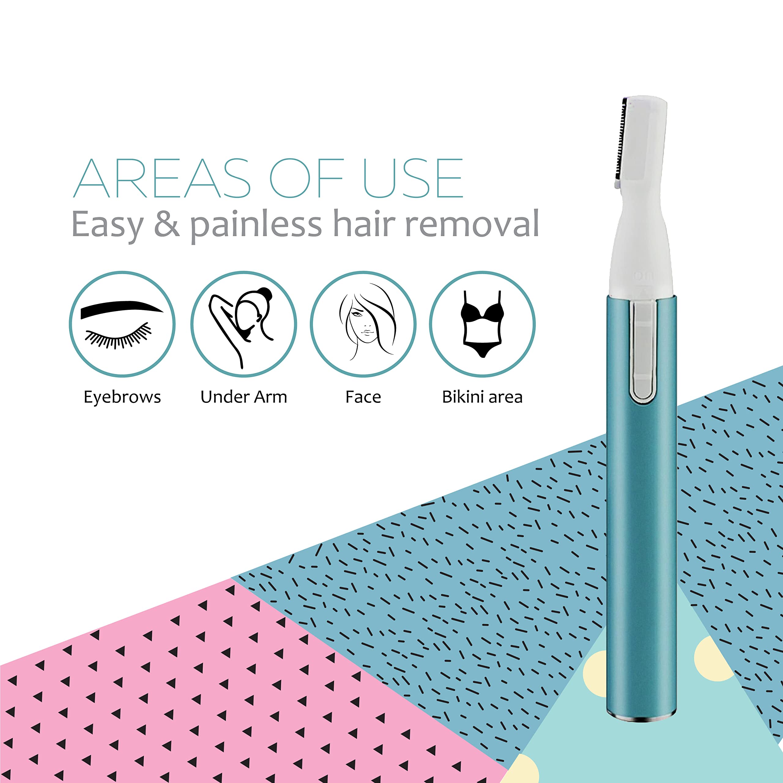 Pursonic | Facial Trimmer & Eyebrow Styling Kit for Hair Removal on Eyebrows, Lips, Cheeks, Ears, Neck, Underarms and Bikini Area - Painless & Easy-to-Use Design