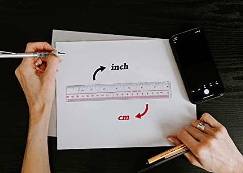 3 Pack Two-Color Scale (inch, cm) Plastic Ruler Set Straight Ruler Plastic Measuring Tool for Student School Office (6 inch Ruler,8 inch Ruler, 12 inch ruler/15,20,30cm)