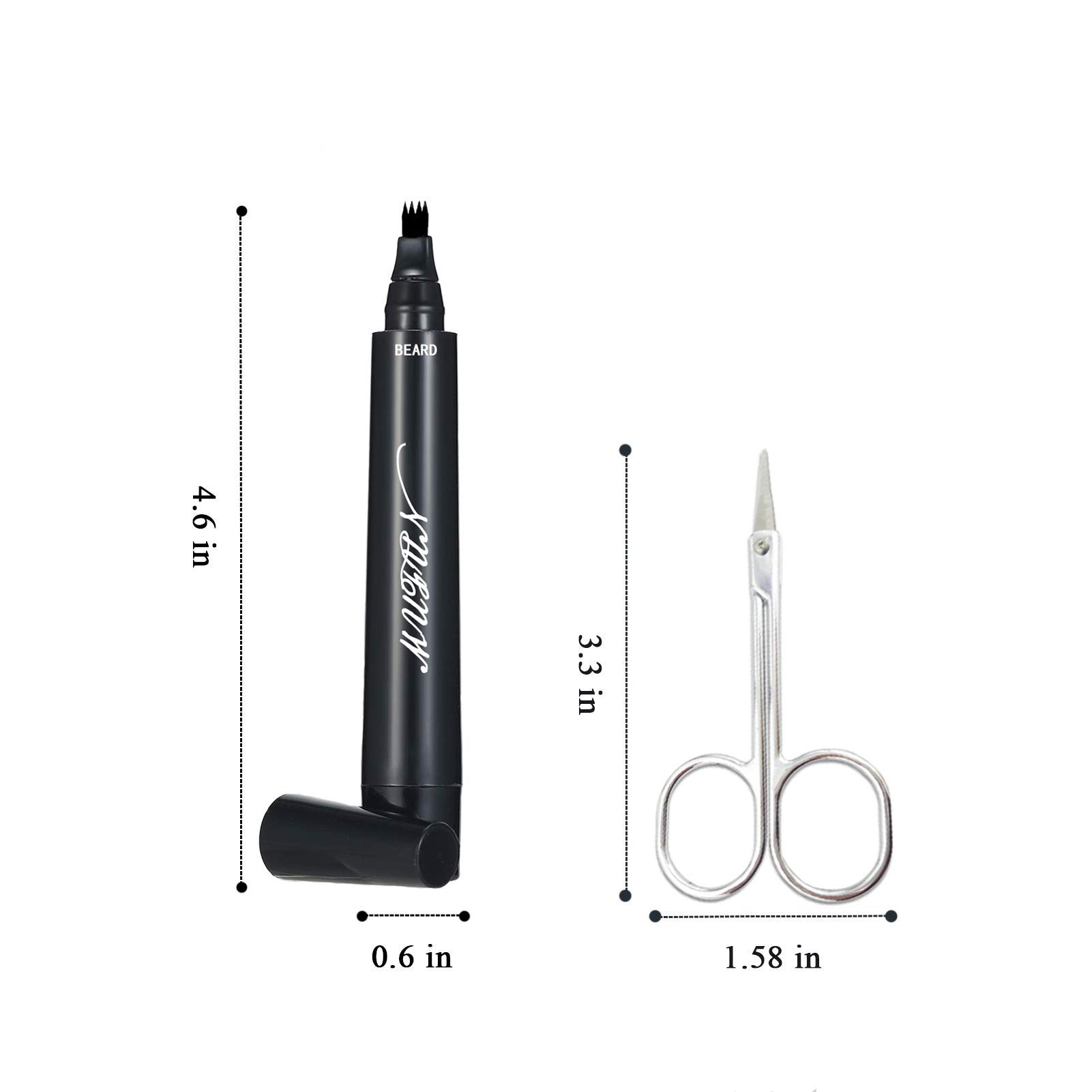 2PCS Beard Pencil Filler for Men - Sweat Proof, Water Resistance, Long Lasting & Natural Finish barber Pencil, Mustache Repair Shape(BLACK)