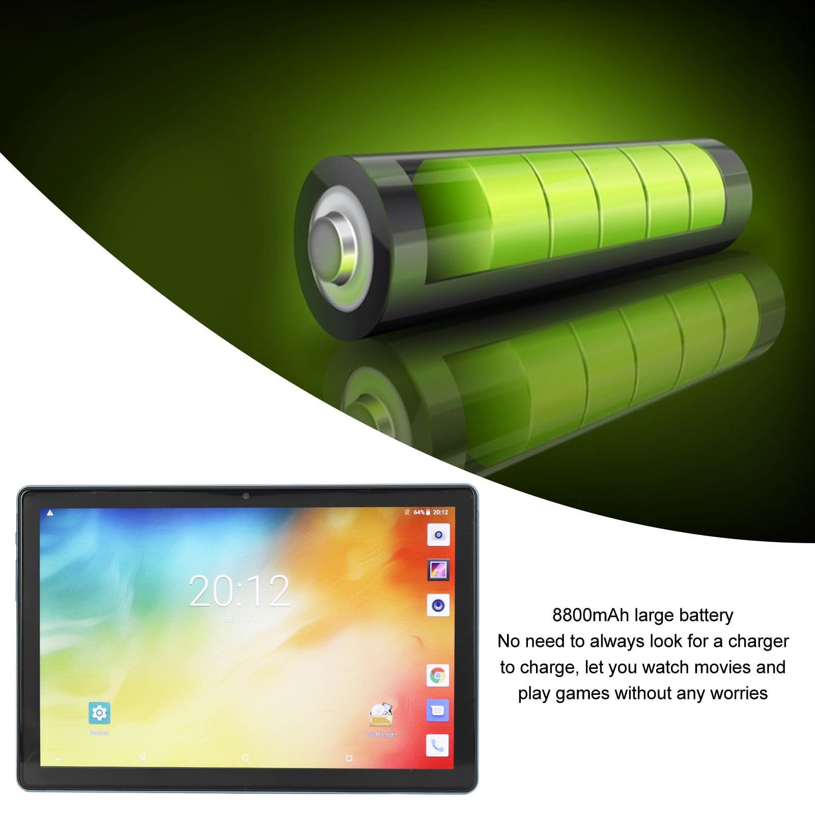 10.1in Smart Tablet with BT Headsets, 4G LTE 5G WiFi 10 Core Tablet PC for Android 12.0, 12GB 256GB, 10 Core, 1920x1200, 8MP 20MP Dual Camera (US Plug)