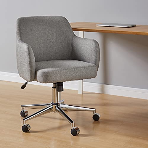 Amazon Basics Upholstered Home Office 360 Degree Swivel Rolling Desk Chair with Arms and Adjustable-Height - Light Gray, 25"D x 23.25"W x 36.25"H
