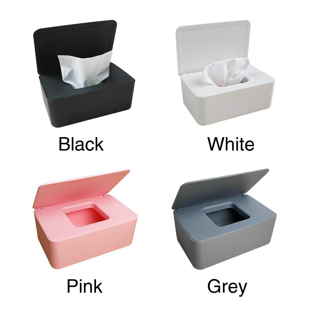 Wipes Dispenser, Baby Wipes Case, Dustproof Moisture-Keeping with Lid, Storage Case Tissues Box Non-Slip Wipe Container with Sealing Design for Home Office(Black)