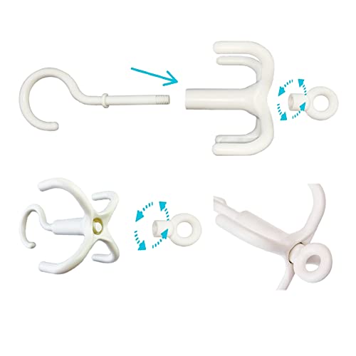 LIUHE 3 Pack Hangers for Closet, 4 Claws 360 Degree Rotatable, 6.3 Inches Large Size Twirl Stackable Hooks Tie Racks for Scarves Belts Ties Clothes Bags Shoes Scarf Closet Organizer Closet Storage