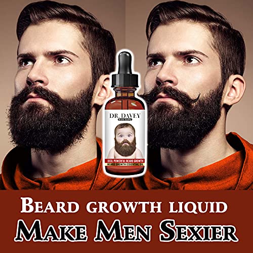 DR.DAVEY Beard Growth Oil for Men Castor Oil Beard Growth Serum Mustache Oil Facial Hair Oil Growth Thicker Fuller