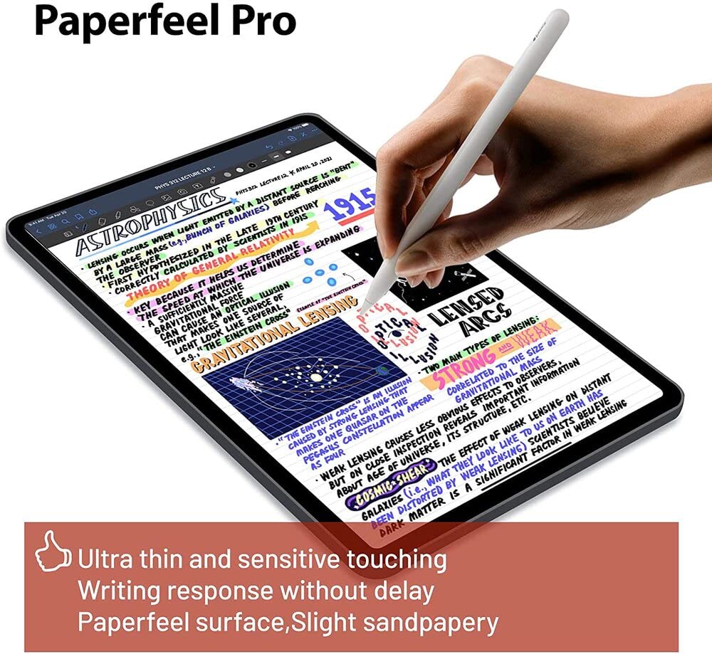 BERSEM Paperfeel Screen Protector [Paperfeel Pro] Compatible with iPad Pro 12.9 inch (2021/2020/2018) Removable & Reusable, Anti-Harmful Blue Light, Anti-Glare, Anti-Fingerprints & Smudging - Black