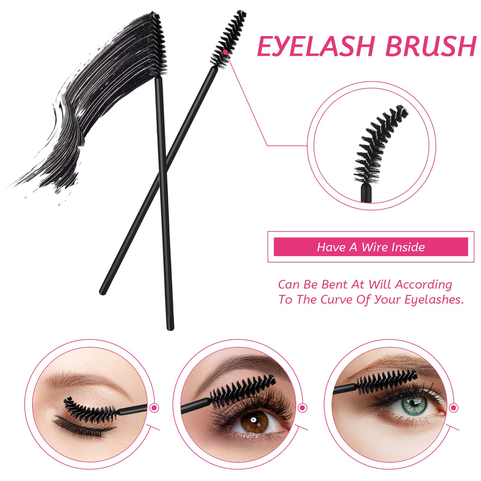263 Pieces Disposable Makeup Applicators Kit, Includes 50 Disposable Eyeliner Brushes 100 Lipstick Applicators Lip Wands 112 Mascara Wands Eyelash Brush with Plastic Organizer Box