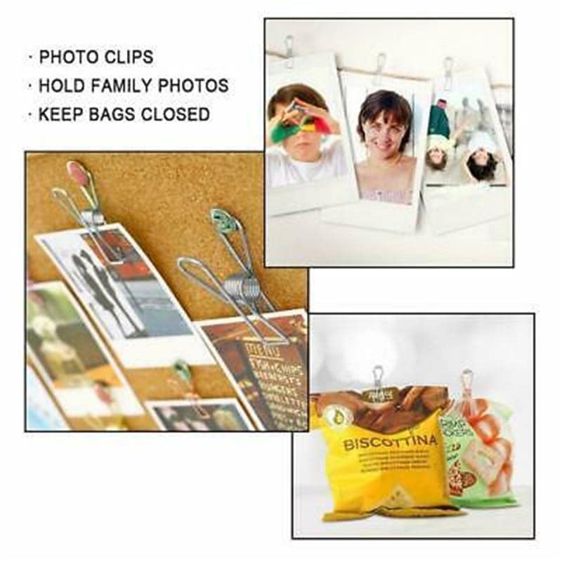 20 Pack 3.5 inch Jumbo Heavy Duty 304 Stainless Steel Wire Clips Durable Clamp Metal Clothes Pegs Multi-Purpose for Outdoor Clothesline Home Kitchen Travel Office Decor