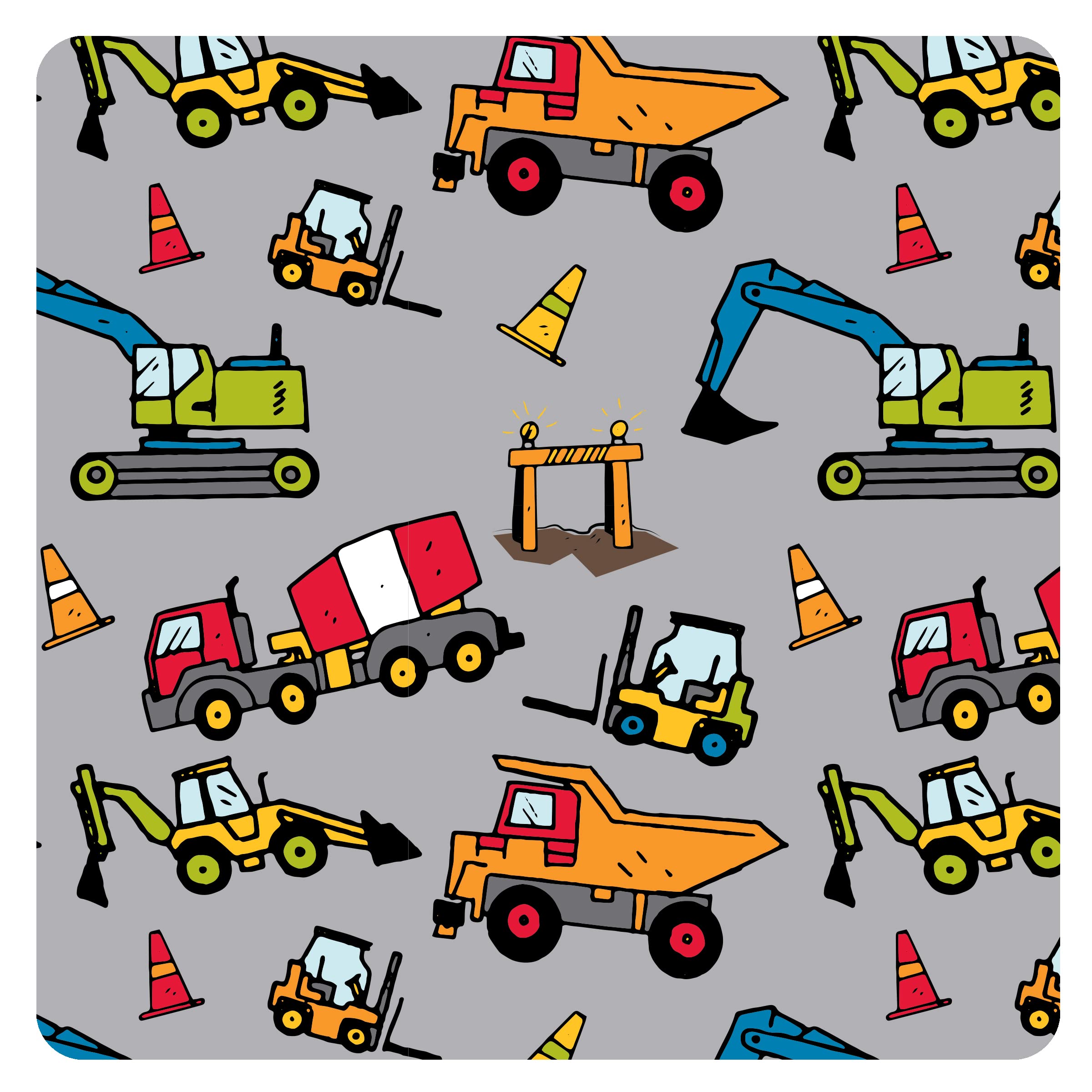 BapronBaby Construction Zone Splash Mat - Waterproof Catch-All for Under High Chairs, Floors, Tables, Playtime or Arts & Crafts - Machine Washable - 45" x 45”