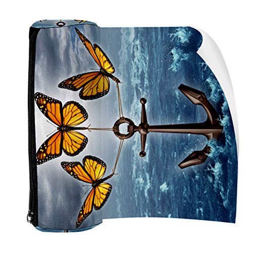 Butterflies Lifting The Burden Anchor Pencil Bag Pen Case Stationary Case Pencil Pouch Desk Organizer Makeup Cosmetic Bag for School Office