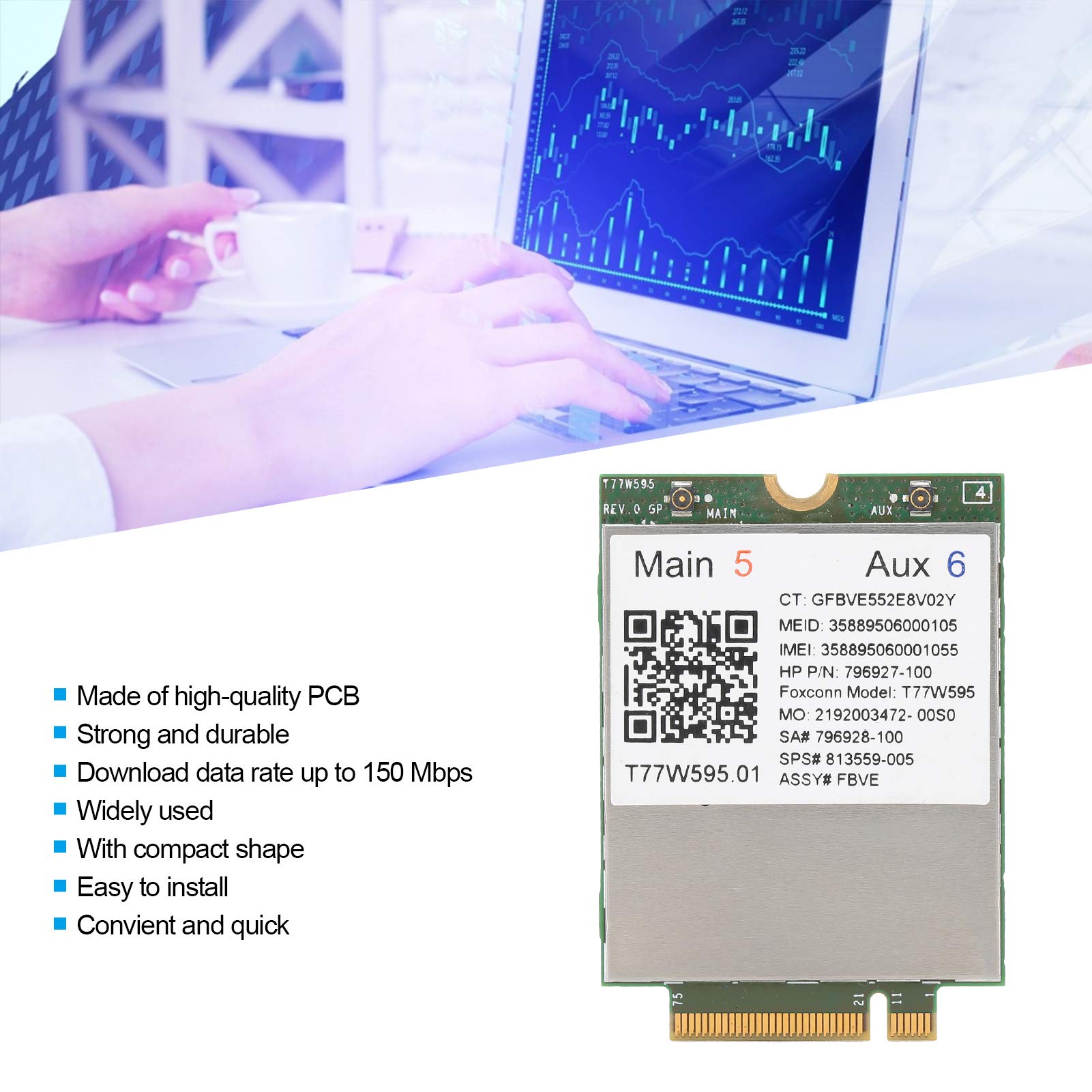 4G LTE Module, Network Card, Network Card, Card,Modulator-Demodulator for HP LT 4120 X5 4G LTE WWAN M.2 Modem Module