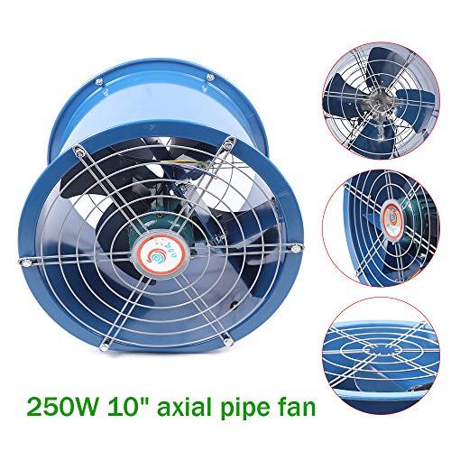 DNYSYSJ Industrial Direct Drive Barrel Fan 10'' 1420r/min High Velocity Barrel Fan Heavy Duty Rolled Steel Housing Water Proof Switch