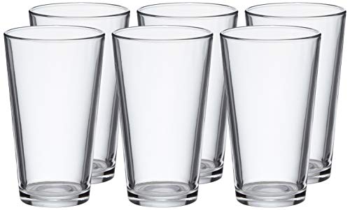 Amazon Basics Pint Pub Beer Glasses, 16-Ounce, Set of 6, Clear