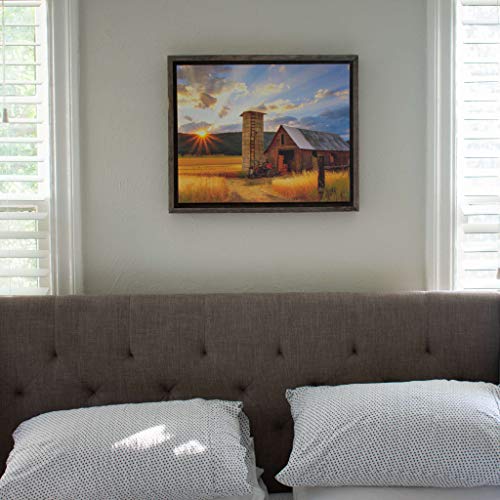 BARNWOODUSA | Rustic Barnwood Canvas Frame | for Oil Paintings & Wall Art | Natural Weathered Gray | 16" x 20"
