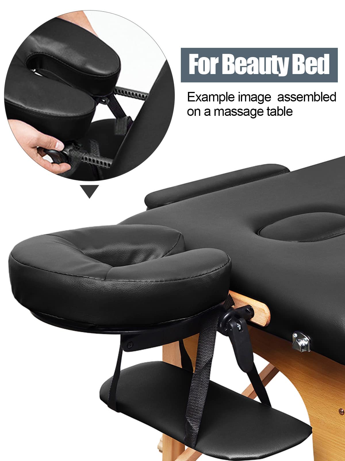 EBANKU Massage Table Face Cradle Cushion, Face Cradle Down Tabletop Massage Kit Adjustable Massage Table Headrest Face Pillow with Platform for Massage Chair SPA Bed (Black)