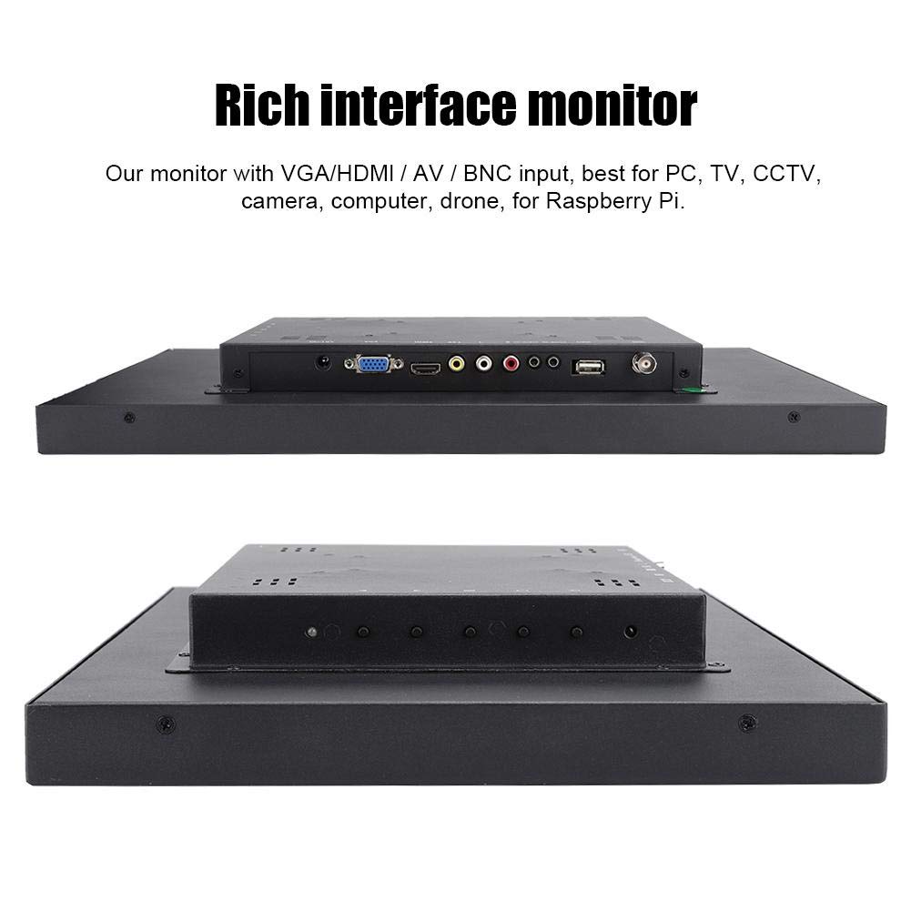 Bewinner 17.3 Inch 1080P Portable Monitor for PC CCTV Camera, Metal Shell Display Screen with HDMI/VGA/AV/BNC/USB Input Port, 1920×1080P Multifunctional Wall Mount Display for Surveillance