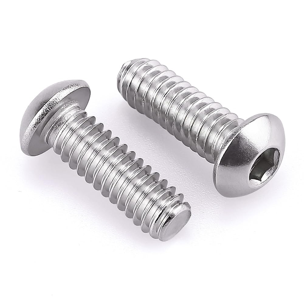 3/8-16 x 1 Button Head Socket Cap Bolts Screws, 304 Stainless Steel 18-8, Full Thread, Coarse Thread UNC, Allen Hex Drive, 25 PCS