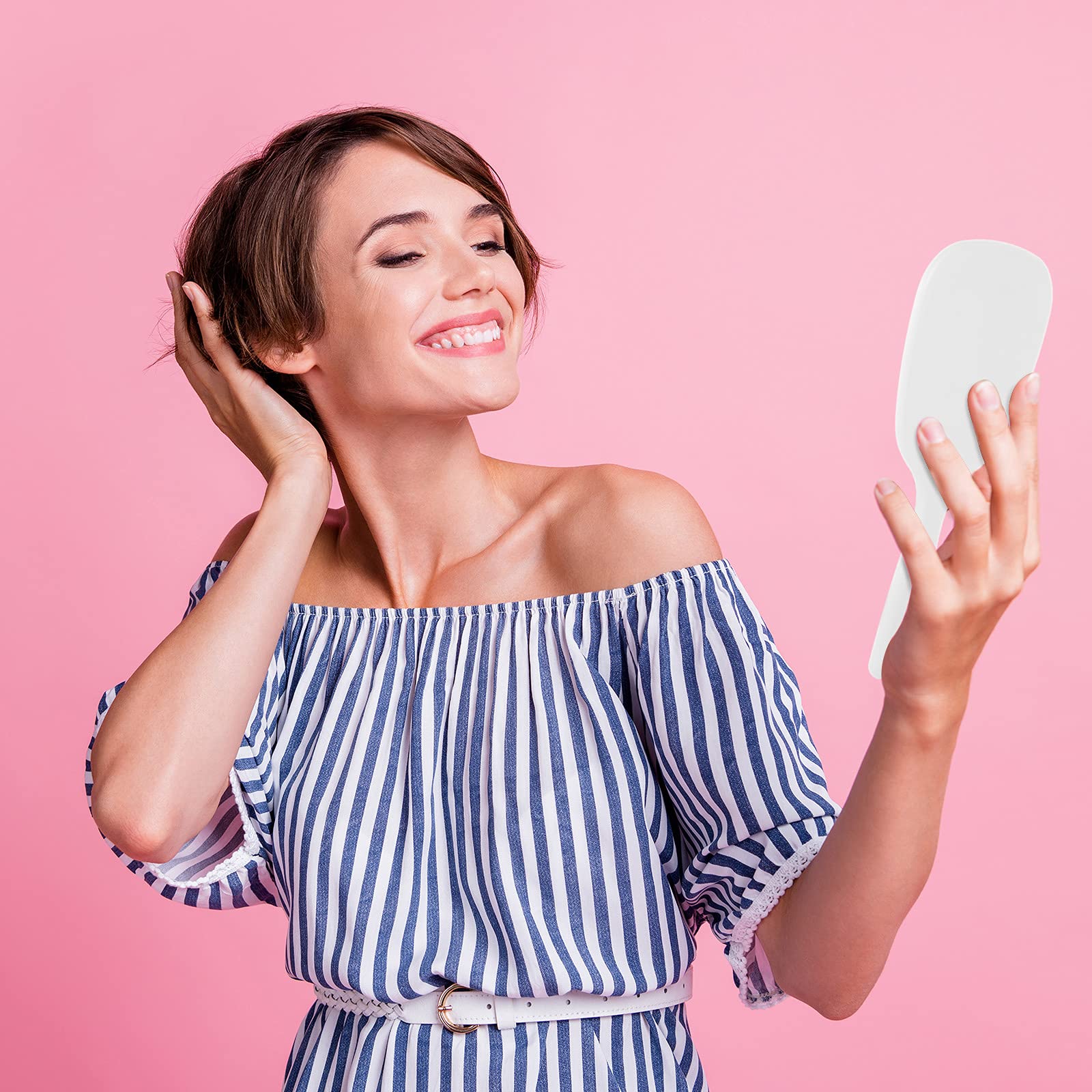 Jetec Small Handheld Hand Mirror Compact Travel Makeup Mirror Handheld Cosmetic Personal Portable Vanity Glass 3.15 * 7.09 inch(Black, White,8 Pcs)