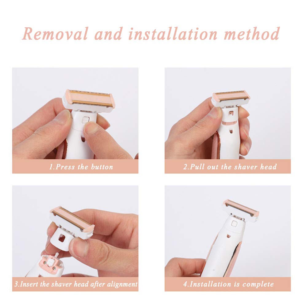 4PCS Shaver Replacement Heads Compatible with Perfect Finishing Touch Flawless Body Rechargeable Ladies Shaver Blades (Shaver Head 4PCS + velvet Bag + 2 Brushes)