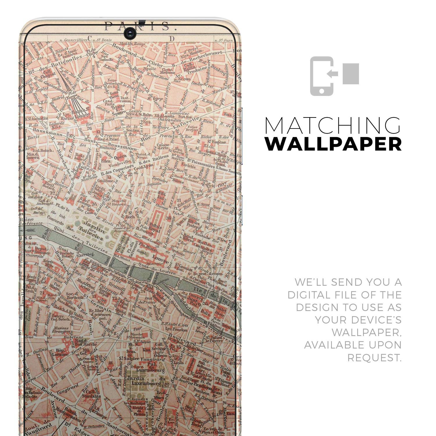 DesignSkinz The Vintage Paris Overview Map Protective Vinyl Decal Wrap Skin Cover Compatible with The Samsung Galaxy S20 (Screen Trim & Back Glass Skin)