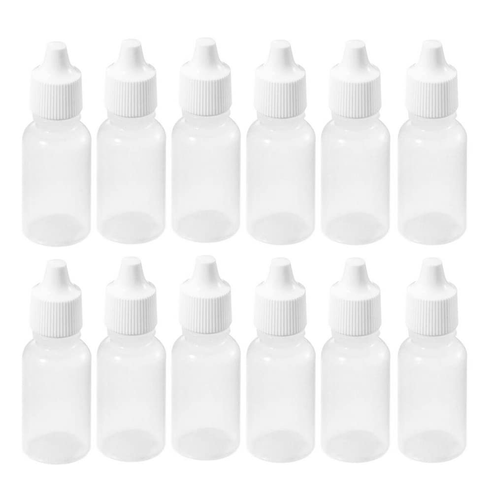12PCS 50ML 1.7oz Clear Empty Refillable Plastic Squeezable Eye Drop Dropper Bottle Liquid Medicine Container With Screw Cap Essential Oil Container Bottles