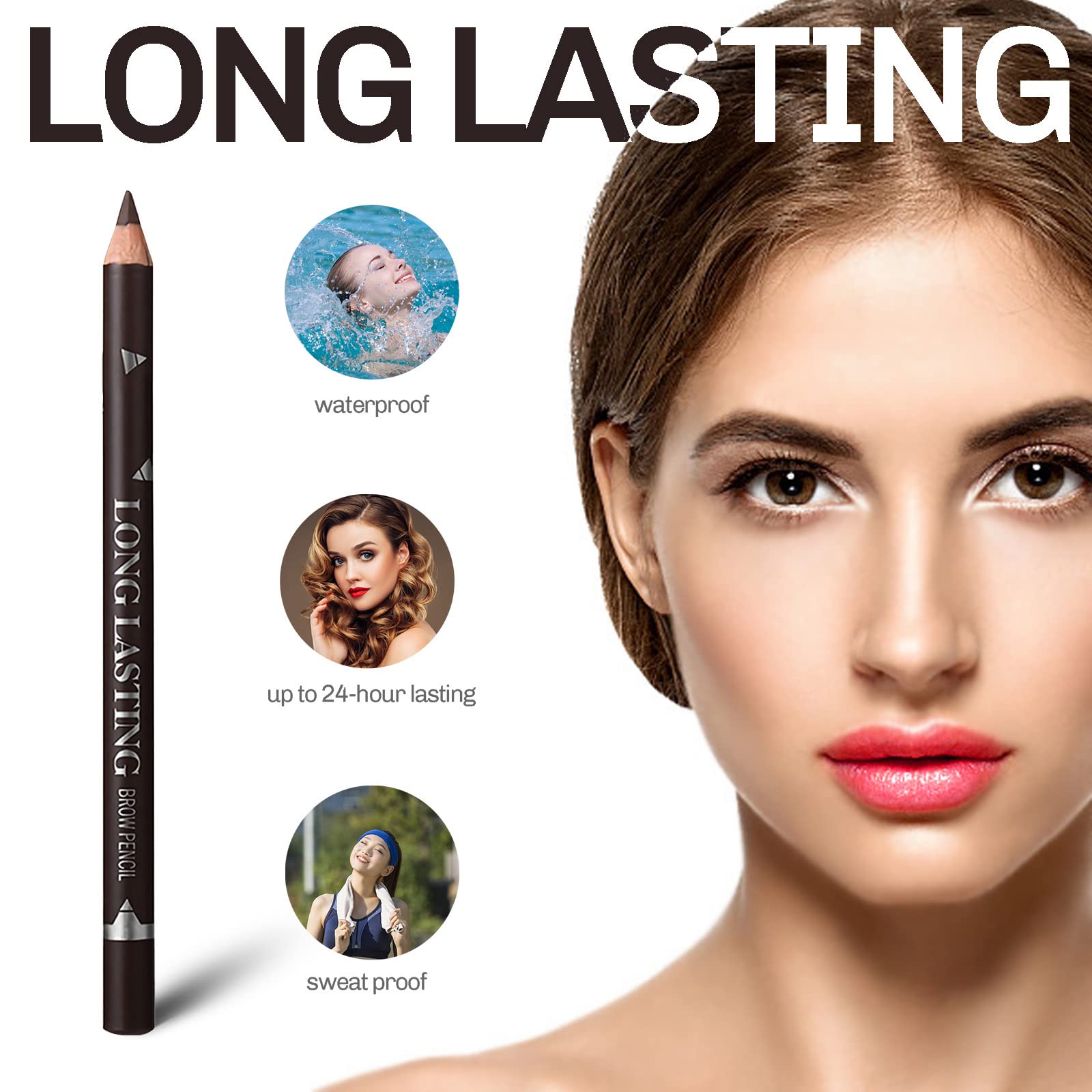 SUMEITANG 12 Pcs Dark Brown Eyebrow Pencil Eyeliner Makeup,Soft Textured,Easy to Color,Waterproof,Long Lasting Eyebrow Tint Pen for Fills in Sparse Areas and Gaps Create a Natural Eye Brow