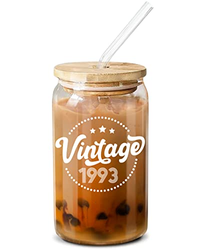 30th Birthday Gifts For Her Him - 1993 30th Birthday Decorations For Him Her - 30 Year Old Gifts, 30 Birthday Idea Presents For Men, Women, Friends, Sister, Brother - 16 Oz Coffee Beer Can Glass