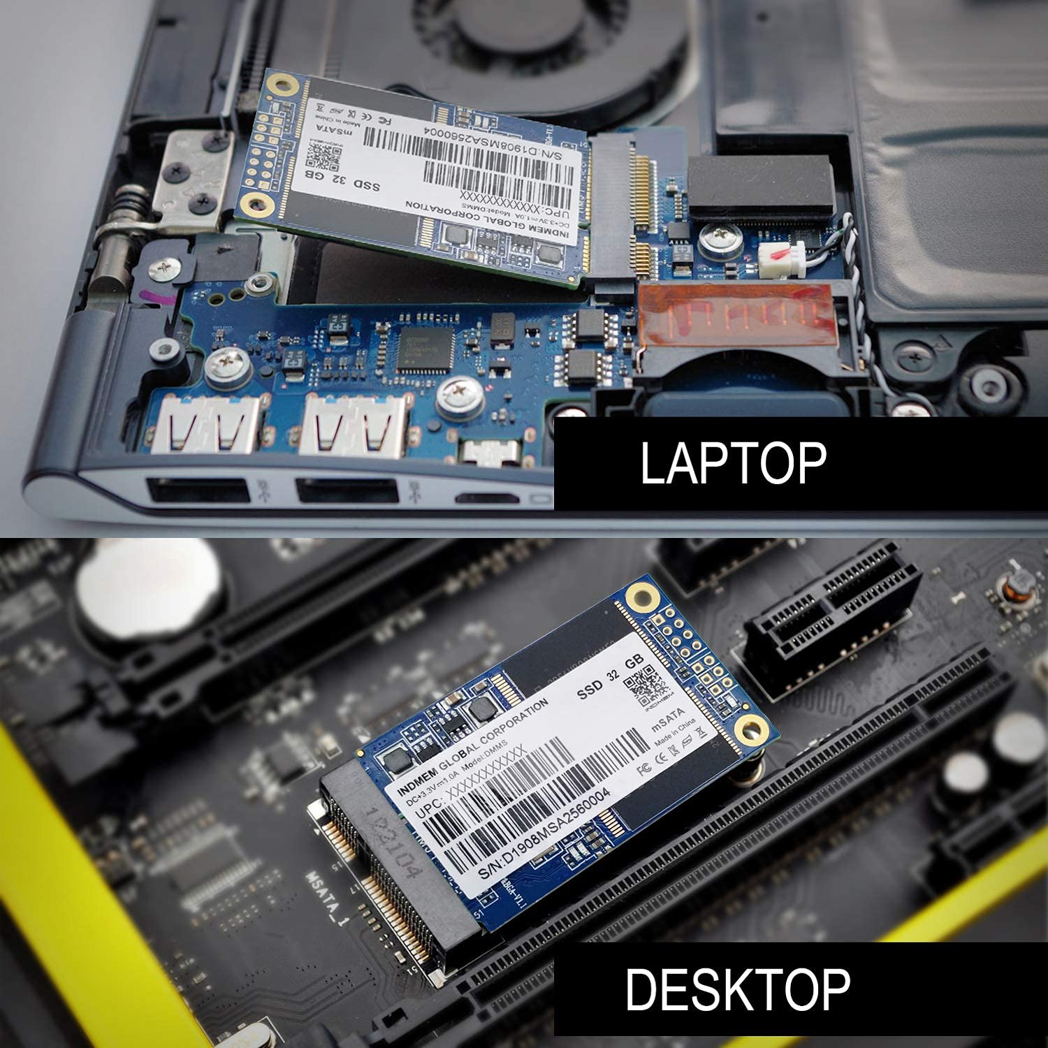 INDMEM mSATA to USB 3.0 Enclosure with 32GB mSATA SSD