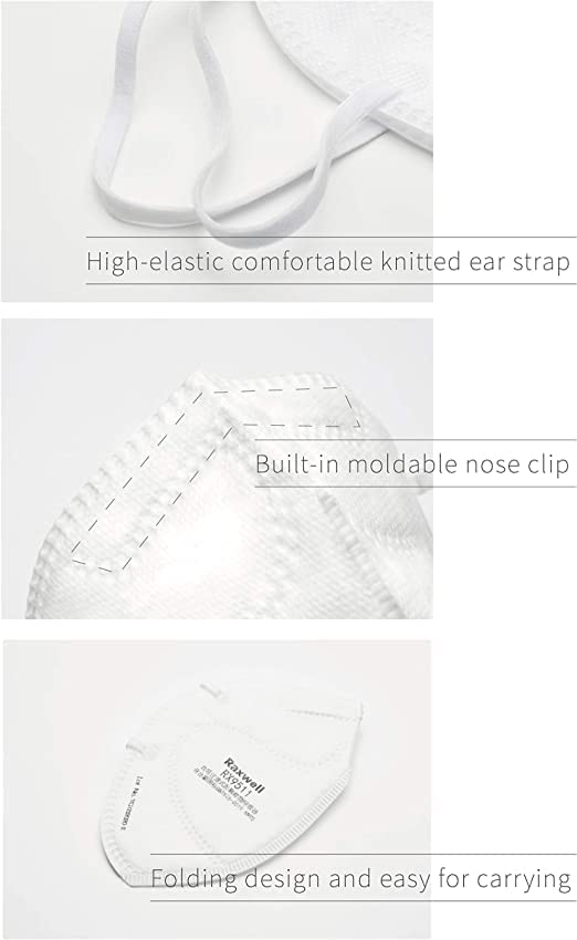 Raxwell KN95 RX9501 Disposable Face Mask 99% Filter Efficiency (50 Pack)