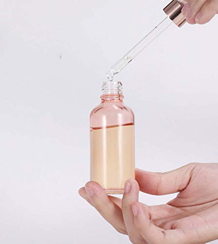 6 Pack Essential Oil Dropper Bottle Pink Glass Dropper Bottle Cosmetic Liquid Aromatherapy Bottle Perfume Sample Vial Travel DIY Dropper Pipette Bottles (50ml/1.7oz)