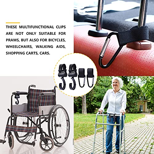 8pcs Stroller Hook Stroller Bag Hook 2 Kinds Mommy Buggy Clips Black 360 Degree Rotating Pram Shopping Hooks Stroller Hanger Hook for Diaper Bag Pushchair Stroller Purse Groceries