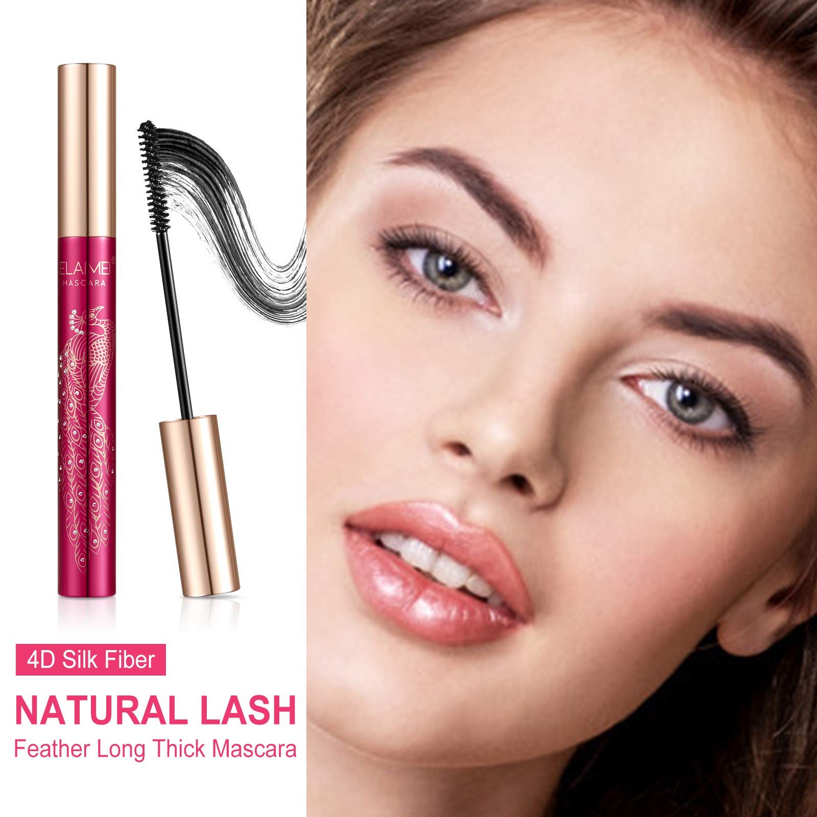 4D Magic Silk Fiber Lash Mascara- Waterproof & Hypoallergenic Easily to Create Amazing Make-up by Thicker,Long Lasting and Curly Eyelashes