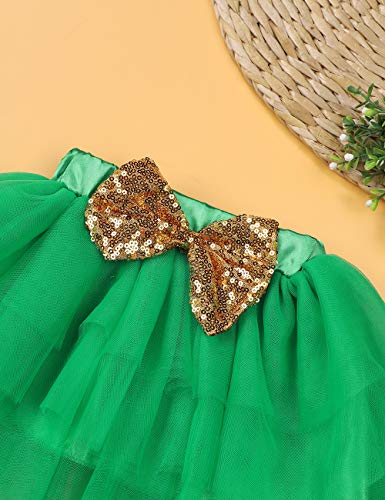 WALSONER My 1st ST.Patrick's Day Outfit Baby Girl Long Sleeve Romper Suspender Skirts with Headband clothes (Green-A, 0-3 Months)