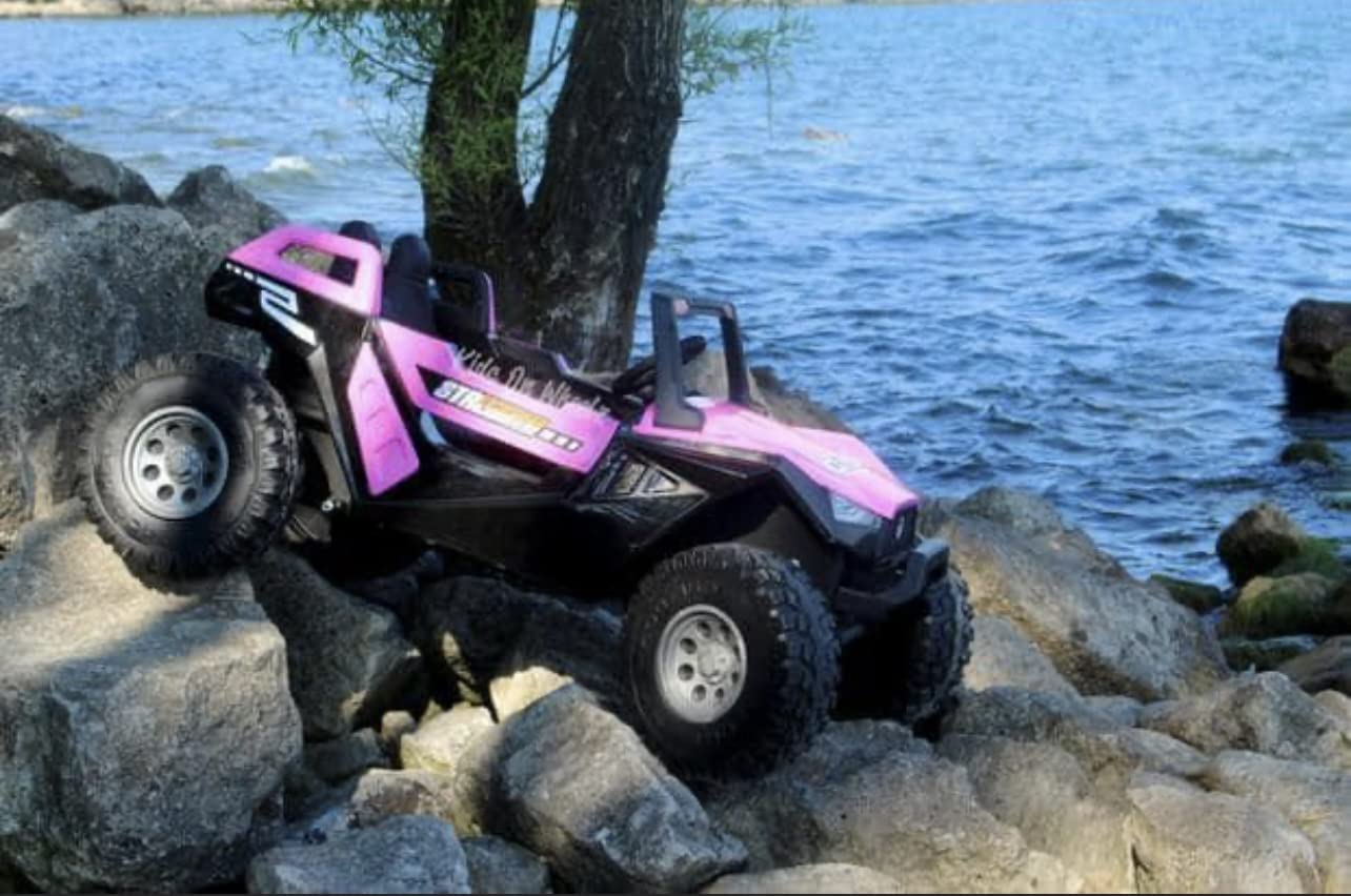 4X4 Upgraded Kids Ride on car 24v XXL Ride On UTV Buggy Quad SIDEBYSIDE RZR with 2 Adjustable Leather Seats Rubber Tires TV Touch Screen Parent Remote Control 2-11mph 3 speed new 2024 model hold 265lb