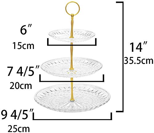 Artliving Acrylic Clear 3-Tier Cupcake Stand Cake Stand Dessert Stands Plate Tea Party Serving Platter Display Tower