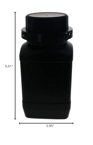 Bettomshin 1Pcs Wide Mouth Reagent Bottle, 75x145x50mm/2.95x5.71x1.97"(WxHxID)500ml PE Plastic Solid Sealing Bottle, Square Light Container Lab Solid Sample Storage Black with Anti-theft Cap