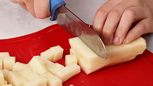 Cooking with Kids - My First Chef's Knife for Kids - (Royal/Navy) w/Protective Safety Sheath - German Stainless Steel - Curved Finger Shield/Children