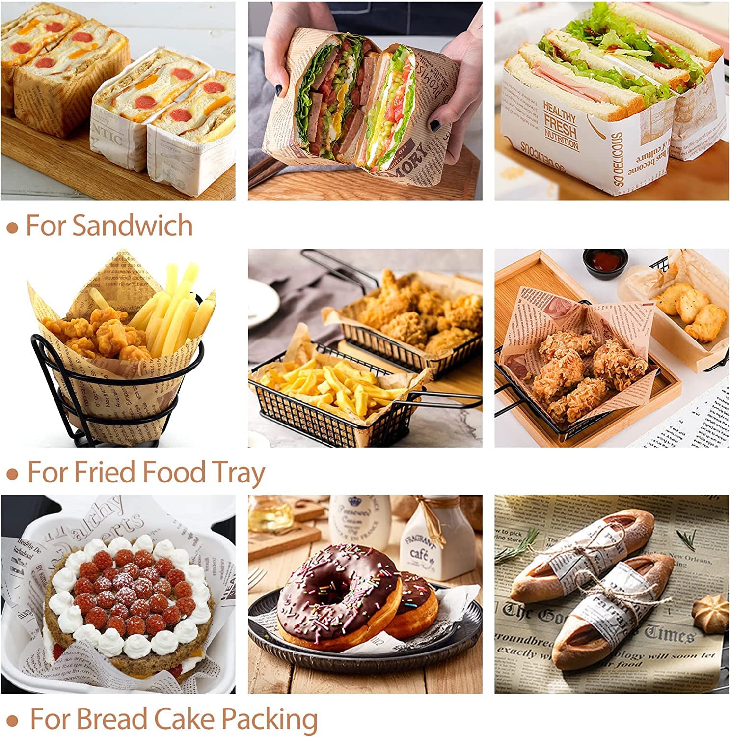 100Pcs Wax Paper Sheets for Food, Basket Liners Food Picnic Paper Sheets Greaseproof Deli Wrapping Sheets, 7 x 7 Inch (Pure white)