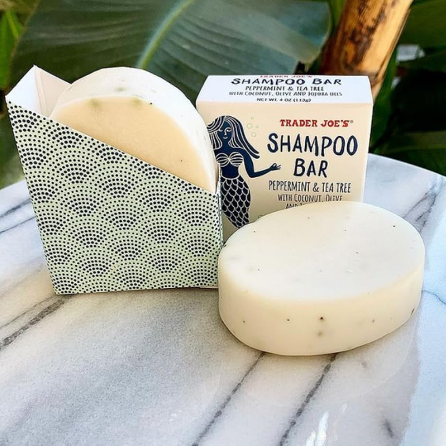 Trader Joe's Set of 2 Shampoo Bars Peppermint & Tea Tree with Coconut, Olive, and Jojoba Oils; Two 4 oz Bars