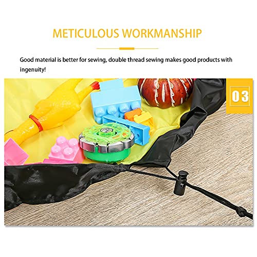 2-in-1Toy Storage Basket with Large Play Mat,Large Blanket Toys Chest Case Bag Kids Room Drawstring Bins Box Floor Activity Buckets