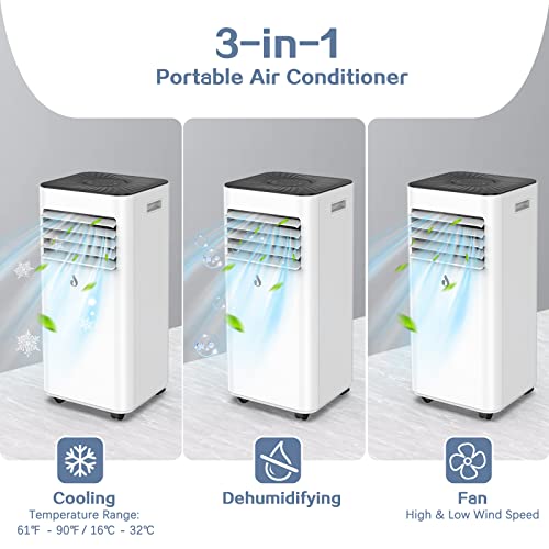 10,000 BTU Portable Air Conditioners, Portable AC With Remote for Room to 450 sq.ft 3 in 1 Air Conditioner With Dehumidification/Air Circulation/Timer And Window Kit