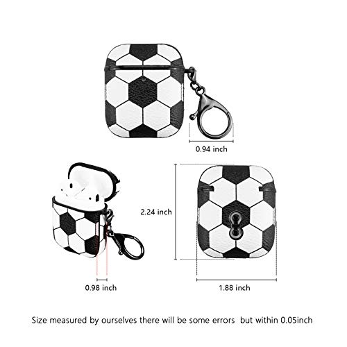Airpods Case Cover,Durable Full Protection Soccer Design Airpods 1&2 Case Cover,with Keychain Front LED Visible