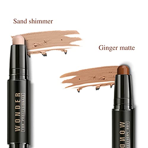 Double-headed Highlight Stick, Contour Stick, Contouring Highlight Stick, Contouring Stick, Concealer, Highlight Stick, Makeup Concealer, Mothers Day Gifts(Dark coffee)