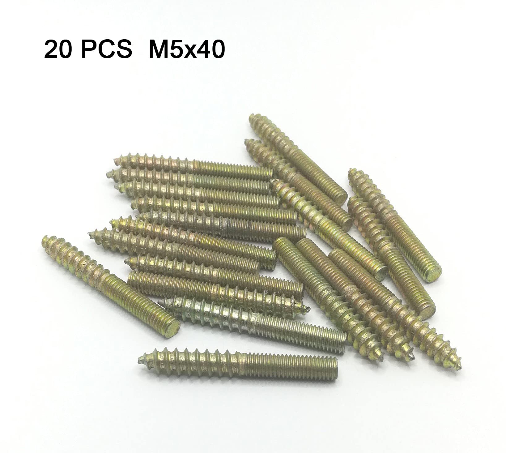 Hanger Bolt M5x40 Double Headed Bolt Self-Tapping Screw for Furniture 20Pcs