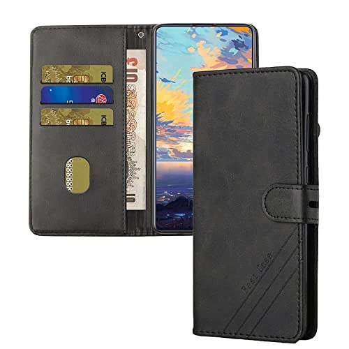 Asdsinfor Compatible with Xiaomi Redmi Note 9S Case PU Leather Durable Wallet Case Credit Cards Slot with Stand for Flip Magnetic Compatible with Xiaomi Redmi Note 9 Pro/Note 9 Pro Max Black HXPU