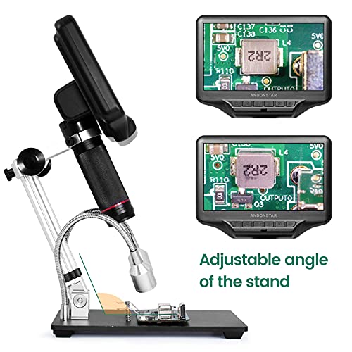 Andonstar AD407 1080P 3D HDMI 4MP Soldering Digital Microscope with 7-inch HD LCD Display and 270X Magnification Portable Tool for PCB Phone Repair, DIY Electronics and SMD/SMT/BGA