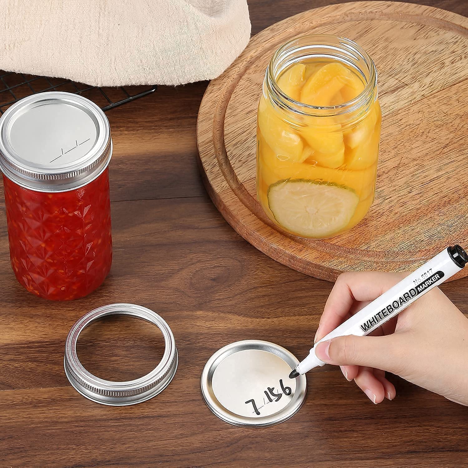 100Pcs/50 sets Canning Jar Lids and Rings Wide mouth, Split-type Lids with Silicone Seals Rings Leak Proof and Secure Canning Jar Caps