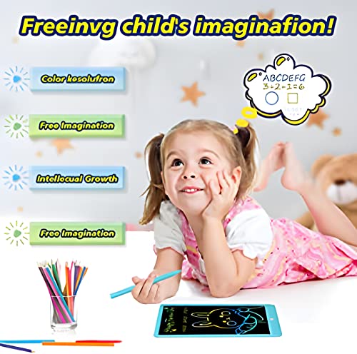 2 Pack LCD Writing Tablet Drawing Writing Board Erasable Doodle Pad Toy for Kids Learning Education 8.5 inch Blue and Pink