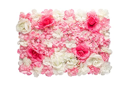Flowers Wall Panel 4 PCs (11 SQFT) 24"x16" Carnations 3D Flower Wall Decor Silk Flowers for Nails Room, Home Office, Wedding Backdrop, Bridal Shower, Baby Girls Room, Nursery, Pink Room Décor
