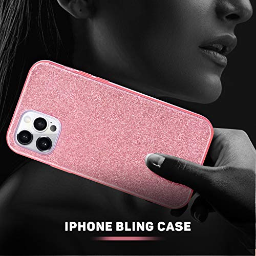 MATEPROX Compatible with iPhone 12 Pro case Compatible with iPhone 12 Cases Glitter Bling Sparkle Cute Girls Women Protective Cover (Pink)