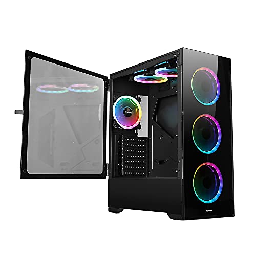 Bgears b-Voguish-RGB Gaming PC ATX case, Include: 6 x 120mm ARGB Fans, 1 x 10 Fans Controller, 1 x Remote Controller, USB3.0, Support up to EATX Motherboard, Support Graphic Card up to 380mm Long